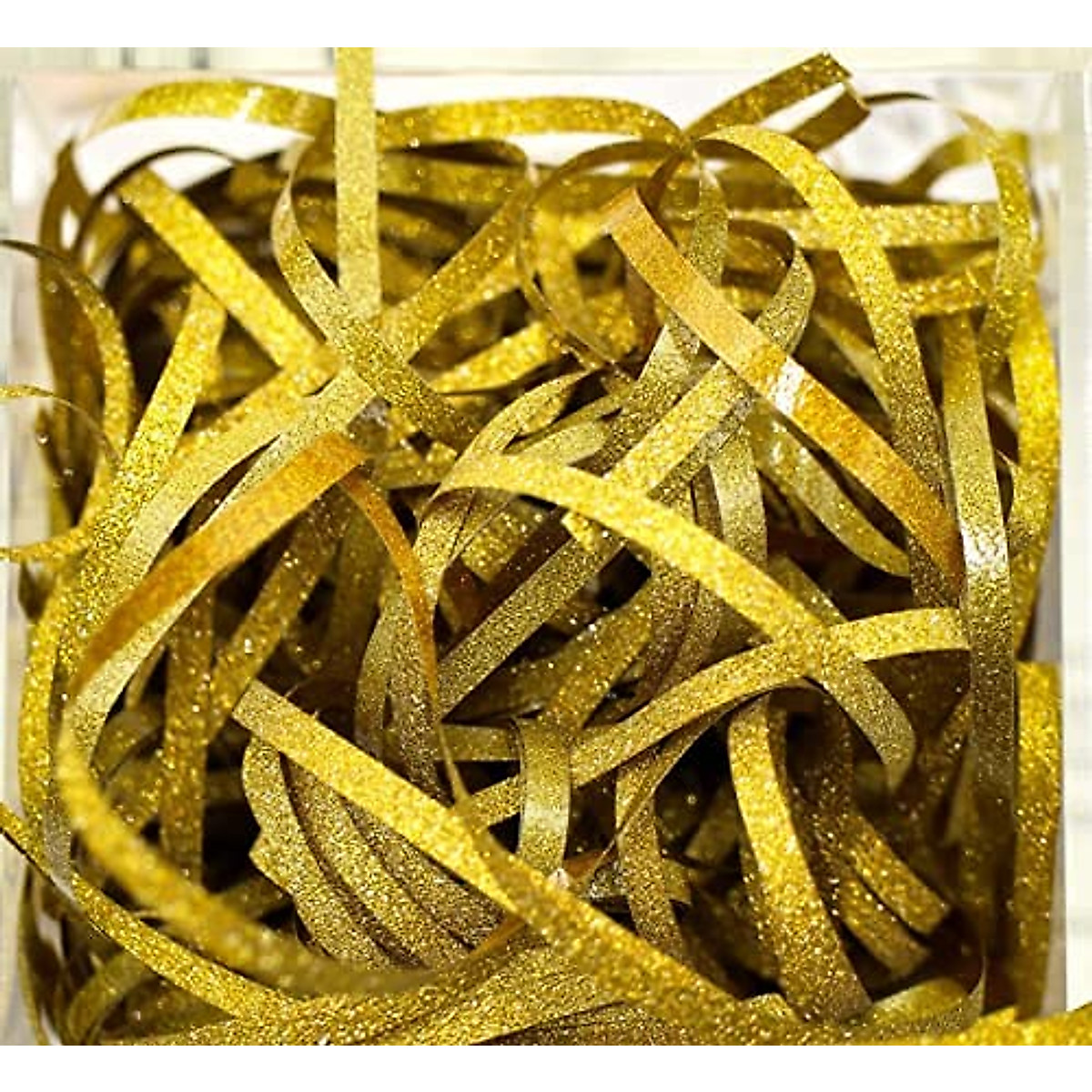 Glitter Crinkle Paper Shred Filler Filling for Package, Gold Glitter Raffia Paper Shredded Paper Filling Gift Basket Grass,Gold Crinkle Cut Paper Wrapping Paper For Gift Wrapping Filling Supplies