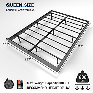 Anyhave 10.6" High Queen Floating Bed Frame Queen Size with LED Lights, Heavy Duty Metal Slats Support, No Box Spring Needed/Noise-Free/Large Under Bed Storage/Easy to Assemble