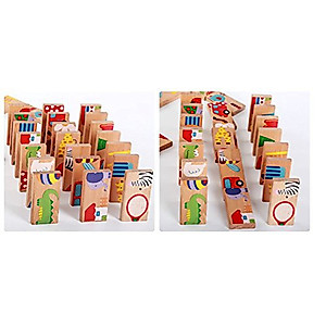 GracesDawn 28 Pcs of Educational Wooden Toy Domino Animal Puzzles Kids Game Gift