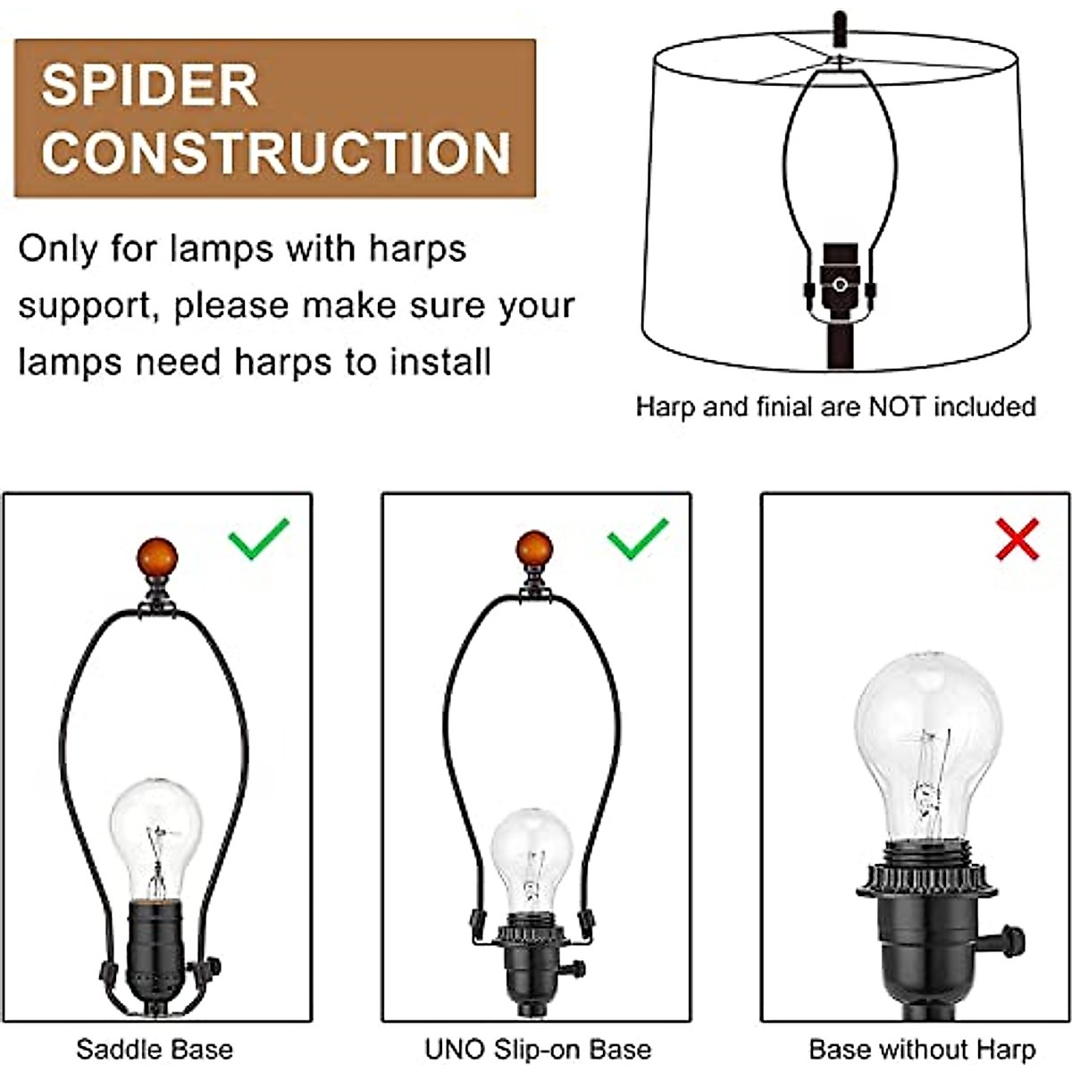 Double Drum Medium Lamp Shades Set of 2,14 Inches,Cork Leather Fabric Lampshade for Table Lamp and Floor Lamp, Hand Crafted lamp shade Spider Fitter Easy Assembly（12"x14"x10"） (Brown(without harps))