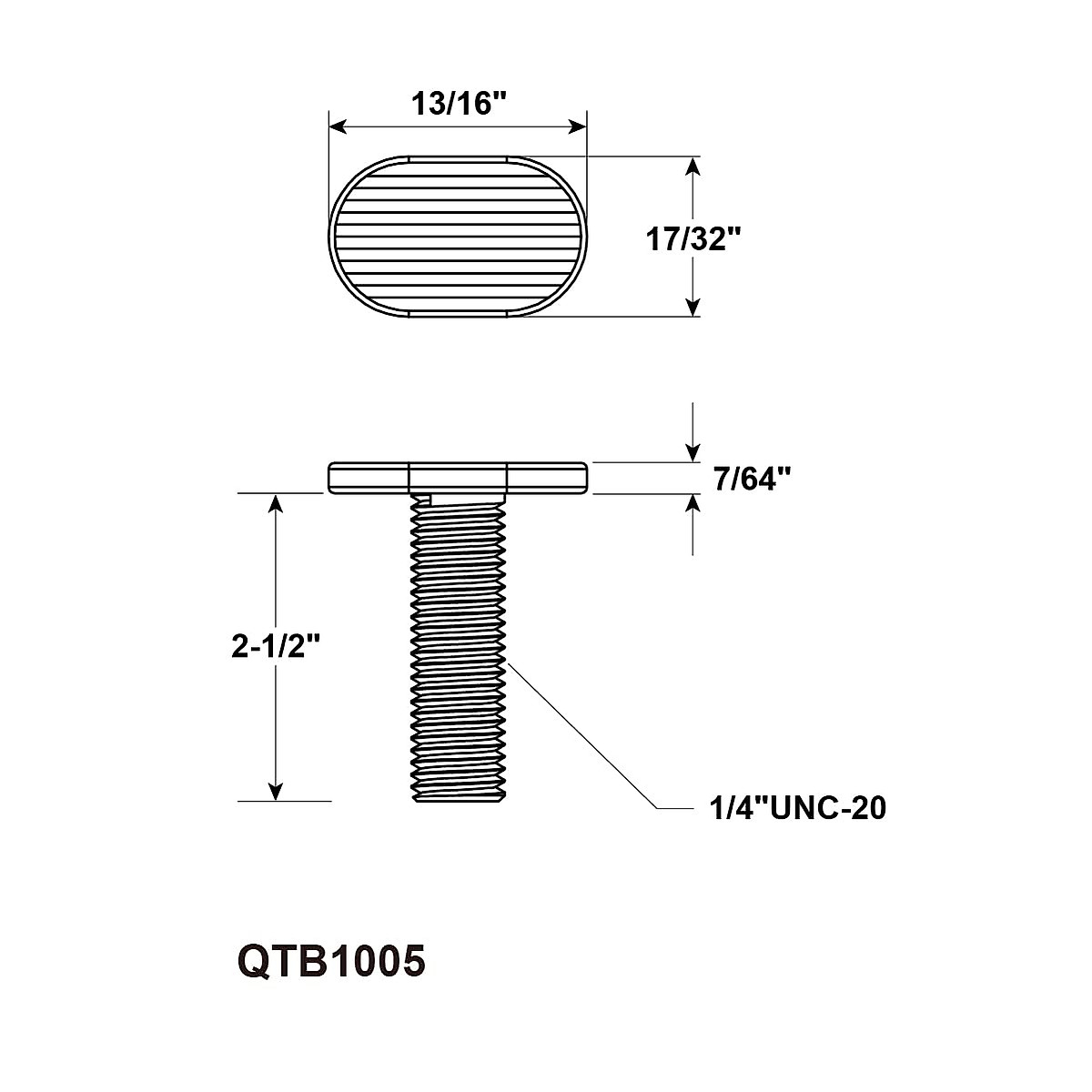 POWERTEC 1/4"-20 T Track Bolts 20 Pack for T Track, 2-1/2 Inch Long T Slot Bolts for Universal T Track, T Track Accessories for Woodworking Jigs and Fixtures (QTB1005)