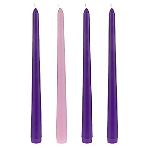 Mega Candles 4 pcs Unscented Christmas Advent Taper Candle, Hand Poured Wax Candles 10 Inch x 7/8 Inch, Holidays, Church, Devotional, Celebration, Party & More