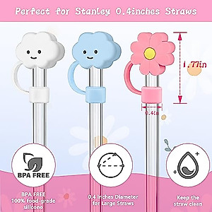 6PCS Straw Cover for Stanley Cup, Silicone Straw Covers Cap for Stanley Cup 40 oz, Straw Topper with 30 Oz Tumbler, Mini 10mm for Stanley Cup Straw Cover for Tumblers