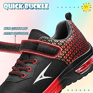 ASHION Boys Sneakers Kids Air Shoes Boys Girls Tennis Running Walking Shoes Arch Support Lightweight Breathable Sport Athletic 4,Big Kid