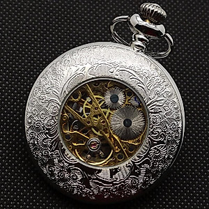 Brelsen Signature Silver Mechanical Demi Half Hunter Pocket Watch