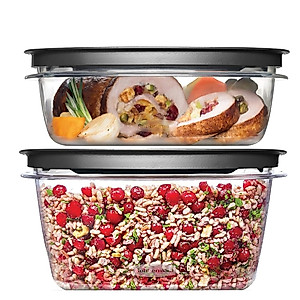Utensilux Rubbermaid Premier Extra Large Size Container Bundle Set One Each Of, 9 Cup and 14 Cup Premier Flex & Seal Food Storage Set, Tritan Containers, Grey Flex and Seal Lids, 4 Piece Bundle Set