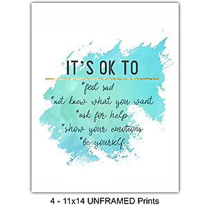Blue Inspirational Motivational Quotes Wall Art - Inspiring Art Posters 11x14- Encouraging Self Improvement Positive Affirmations Sayings Wall Decor - Uplifting Encouragement Gifts for Empowered Women