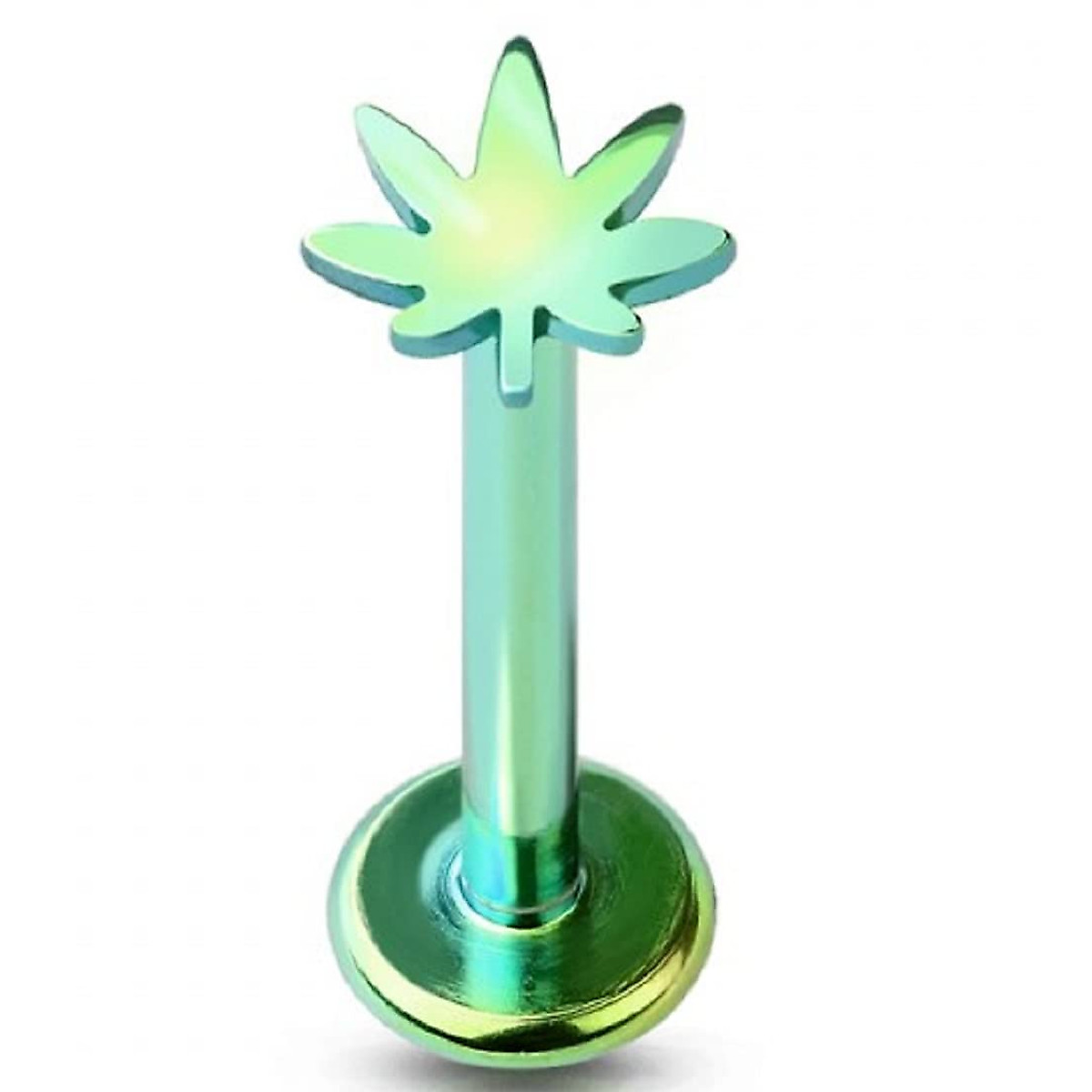 Body Accentz Labret Stud Internally Threaded Marijuana Top 316L surgical steel Pot Leaf