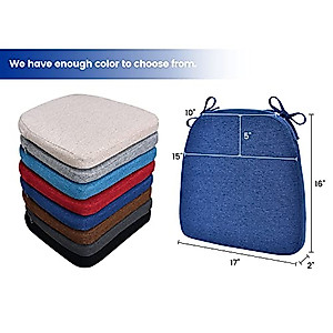 COSNUOSA Kitchen Chair Cushions Dining Chair Cushions with Ties Non Slip Kitchen Dining Chair Pads Seat Cushion Set 17 x 16 Inches Navy Blue 4 Pcs