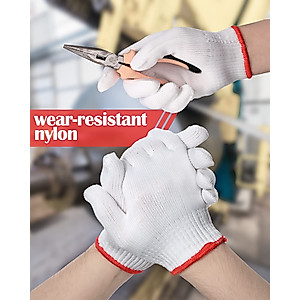 Hicarer 24 Pairs Cotton Hand Working Gloves White Cotton Liners Gloves for Safety Work Gloves Thicker Men Women Cotton BBQ Gloves(Red Edge)