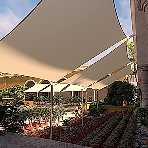 ColourTree 12' x 12' Beige Square CTAPS12 Sun Shade Sail Canopy Mesh Fabric UV Block - Commercial Heavy Duty - 190 GSM - 3 Years Warranty