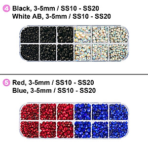 Hotfix Applicator Rhinestone, Larger Hot Fixed Rhinestones Applicator Tool Pen Kit, Bedazzler Kit with Rhinestones for Clothes Crafts Badazzle, 19 Color Gems Crystals, Templates, 30/20/16SS w/Case