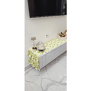 Throw Pillow Lemon Ruffle TV Console Unit Runner/TV Cabinet Cover Diwali Festival Decor (3 Feet TV Console(14x48 Inches)