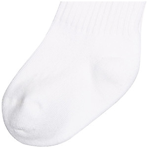 Jefferies Socks baby girls Unisex Newborn Seamless Sport Half Cushion Crew Socks 6 Pack, White, 0-3 Months US