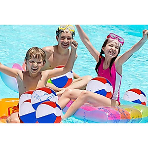 The Dreidel Company Inflatable Patriotic Beach Balls US Flag Design for Swimming Pool Party, Birthday, Summer Fun Toy, 12" Inch (6-Pack)