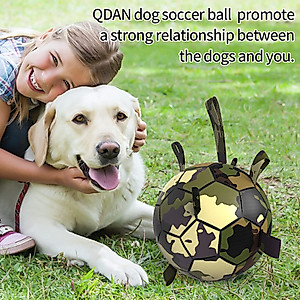 QDAN Dog Toys Soccer Ball, Interactive Dog Toys for Tug of War, Dog Tug Toy, Dog Water Toy, Durable Dog Balls for Medium & Large Dogs-Camouflage(8 inch)
