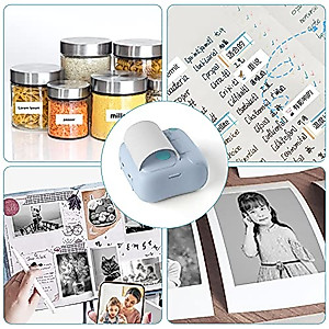 Mini Printer Portable for Smartphone, Wireless Thermal Printer Photo Printer with 7 Rolls of Paper, Inkless Pocket Printer Bluetooth Smart Printer for Picture, Receipt Label, Note, QR Code Printing