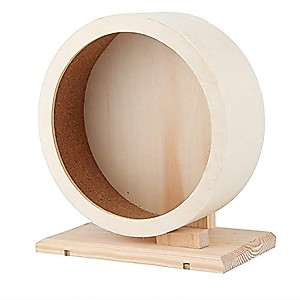 Hamster Running Wheel Silent Wooden Pet House Funny Wheel Running Rest Small Animal Exercise Wheels (M)