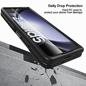Foluu Slim Fit Case for Samsung Galaxy Z Fold 5 Case, with Front Built-in Screen Protector, Ultra Thin Matte PC Protective Cover for Samsung Galaxy Z Fold5 5G 2023 (Black)