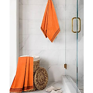 BELIZZI HOME Ultra Soft 2 Pack Oversized Bath Towel Set 28x55 inches, 100% Cotton Large Bath Towels, Ultra Absorbant Compact Quickdry & Lightweight Towel, Ideal for Gym Travel Camp Pool - Orange