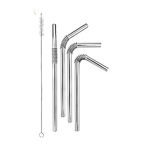 Bendable Straw | The Only Flexible Stainless Steel Straw | Patented & Hygienic Certified | Metal Straw | Reusable | Drinking Straws | 5 pcs Set (silvery)