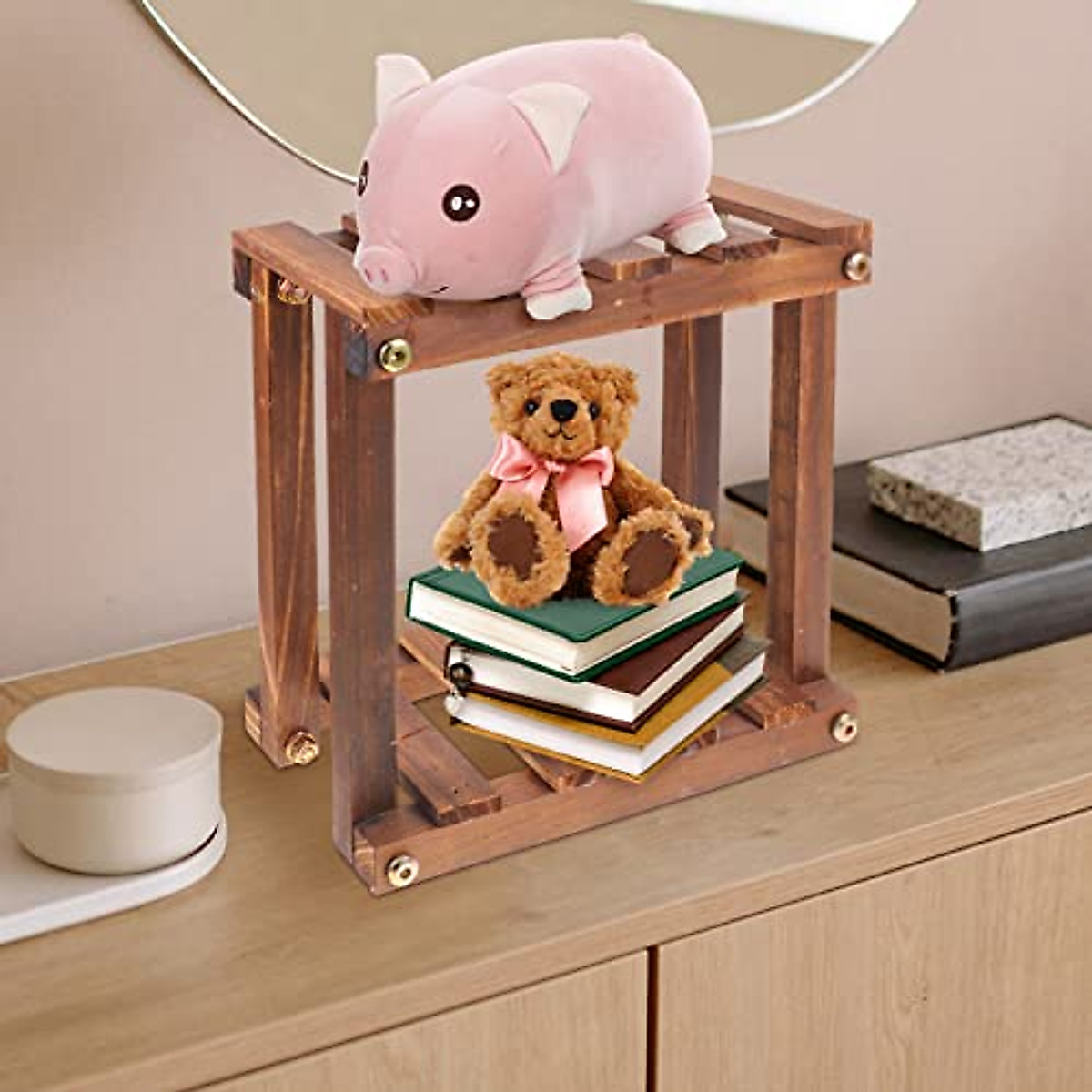 ABOOFAN Wooden Stool Plant Stand Flower Pot Display Shelf Bonsai Rack Decorative Plant Riser Holder for Indoor Home 1 Set