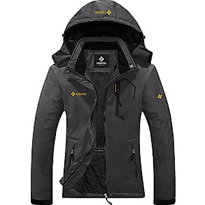 GEMYSE Women's Ski Snow Jacket Warm Winter Waterproof Coat Snowboard Rain Jacket Hooded Windproof Windbreaker（Graphite Grey,Medium）
