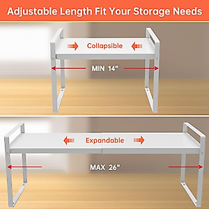 KOMOHOM Expandable Cabinet Organizer 16"~26", Kitchen Shelf Organizer Spice Rack 11” wide, Cupboard Organizers And Storage Shelves, Kitchen Counter Organizers, Countertop Cabinets Small Pantry Shelf