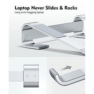 Soqool Laptop Stand for Desk, Computer Stand Riser for Desk,Ventilated Ergonomic Aluminum Notebook Stand Compatible with MacBook Air Pro Dell XPS HP 11 14 15.6 17.3 Inch Silver Work from Home