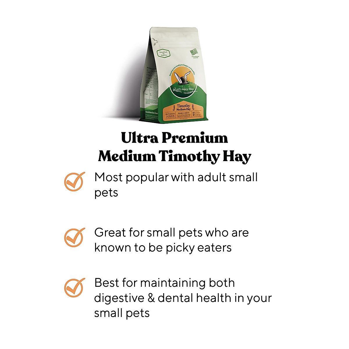 Rabbit Hole Hay - Ultra Premium Medium Timothy Hay for Small Pets - 5 lb Box - Hand-Selected & Fresh