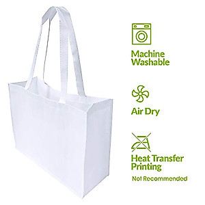 Wedding Gift Bags - 12 Pack Reusable Shopping Bags with Handles, Large White Fabric Cloth Bags for Shopping, Gifts, Groceries, Merchandise, Events, Parties, Take-Out, Retail Stores, Bulk - 16x6x12