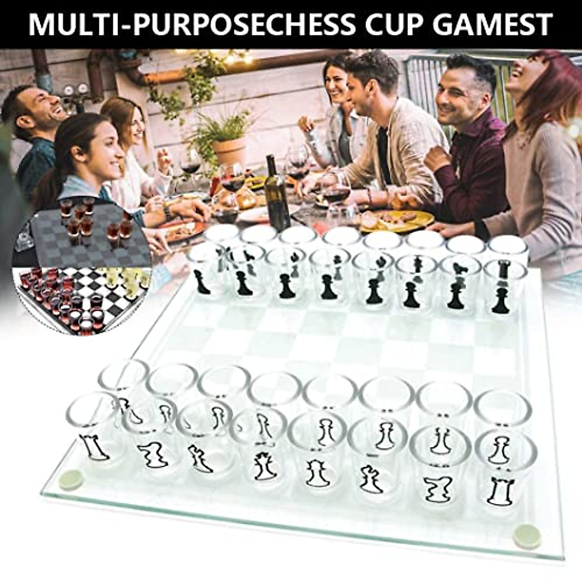 Nirelief Chess Set for Adults, Chess Board, Chess Sets Glass Chess Set Chess and Wine Cup Game Shot Drinking Glass Chess Set for Adult
