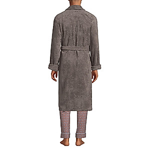 Lands' End Mens Calf Length Terry Robe Rich Steel Regular Large