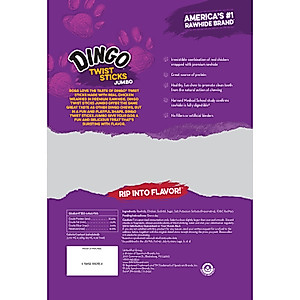 Dingo Twist Sticks Jumbo Rawhide Chews Made with Real Chicken, 9-Count