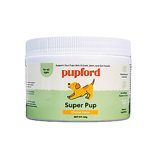 Pupford Super Pup Supplement, Support Your Pup's Skin & Coat, Joint and Gut Health, No Artificial Flavors or Colors, Chicken Flavor, New Wt 60g