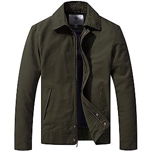 WenVen Men's Casual Cotton Light Jacket Military Barn Coat (Army Green, M)