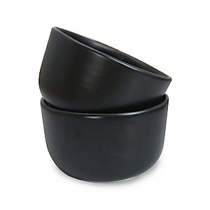 roro Handmade Ceramic Stoneware Matte Black Stoneware Fruit Salad and Miso Soup Bowls, 16 ounce (4.5 Inch Wide Bowl), Set of 2