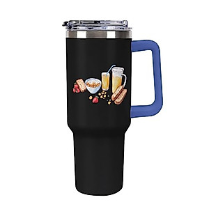 Cereal Milk And Toast Breakfast 40oz Water Bottle Double Wall Insulated Tumbler with Handle Leakproof Travel Mug Deep Blue-style