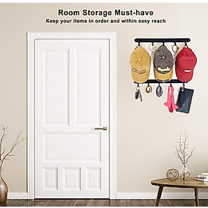 ETOWIFA Adhesive Hat Organizer Rack for Baseball Caps [Up to 18 Caps] Hat Hanger Display for Wall/Closet/Over The Door, Room/College Dorm Storage Holder - 2 Adhesive Straps and 10 Removable Hooks