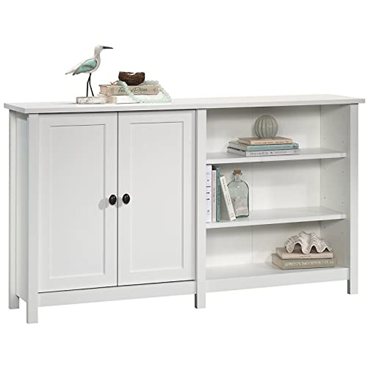 Sauder County Line Storage Console TV Stand in Soft White, Soft White Finish