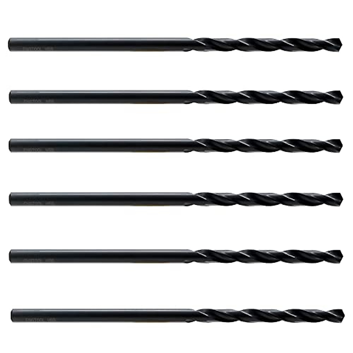 MAXTOOL 3/16"x6" 6pcs Identical Aircraft Extension Drills HSS M2 Extra Long Deep Twist Drill Bits Straight Shank Fully Ground Black; ACF02B06R12P6