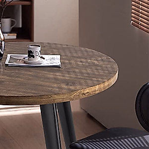 Comfy to go Round Dining Table, 31.5" Small Kitchen Table for 2-4 Person, Mid Century Modern Dining Table with 1.4" Thickness Wood Grain Tabletop for Dining, Living Room, Small Space (Rusty Brown)