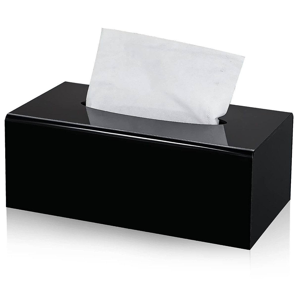 Kamehame Tissue Box Cover Rectangle Acrylic Tissue Holder 10.2x5.5x3.9 Inch Black Dryer Sheet Holder Container Tissue Dispenser for Home Bathroom Kitchen and Office