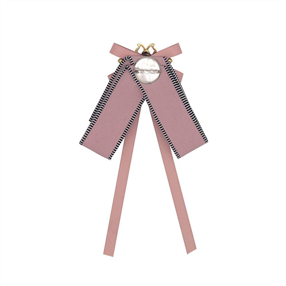 Vpang Retro Pearl Bee Bow Brooch Pre-Tied Neck Tie Brooch Pin Satin Ribbon Bow Tie for Women Wedding Party Bow Tie