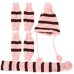 Balacoo Winter Dog Knitted Scarf Hat Set Dog Warmers Set Pet Winter Costume Doggie Winter Outfits for Dog Cat