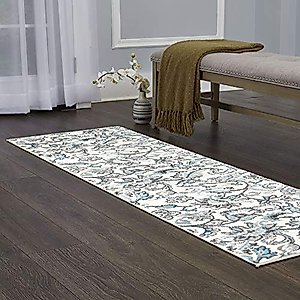 Home Dynamix Boho Odesa Runner Area Rug 1'6"x7'2", Ikat Ivory/Blue