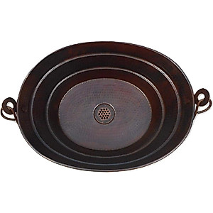 16" x 12" Rustic Oval Copper BUCKET Vessel Bath Sink with 19-Hole Grid Drain by SimplyCopper