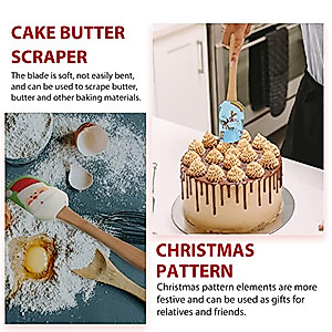 Christmas Spatula Set, 4 Pieces Kitchen Christmas Silicone Spatula Set with Wooden Handle for Baking Cooking and Christmas Gifts ( Assorted Color )