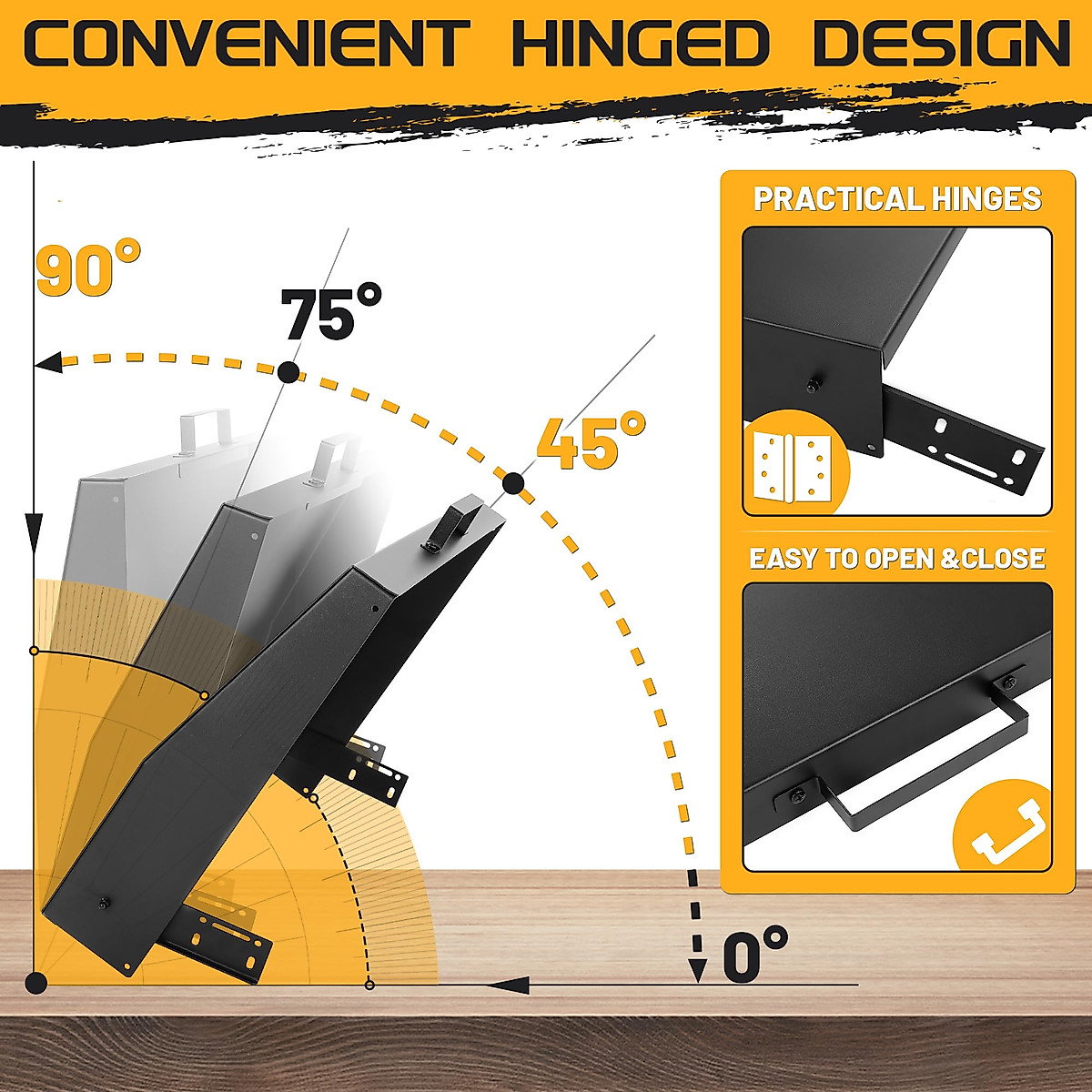 Kojem Hinged Lid Griddle Cover Compatible with 28 inch Blackstone Griddle with Rear & Right Grease Collection Steel Powder Coated Black