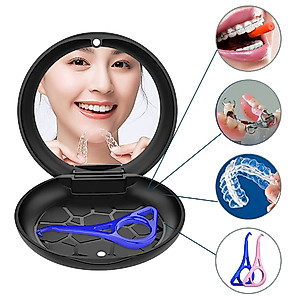 ARGOMAX Aligner and Retainer Case, Upgrated Retainer Mouth Guards Travel Case with Mirror Inside - Black.